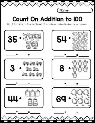 Counting On Addition Strategy Worksheets to 100|Counting On Addition ...