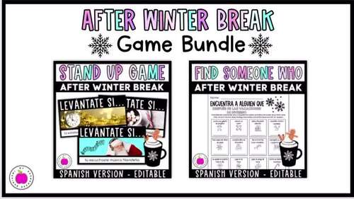 Spanish After Winter Break Reset Activity and Game Bundle - Editable