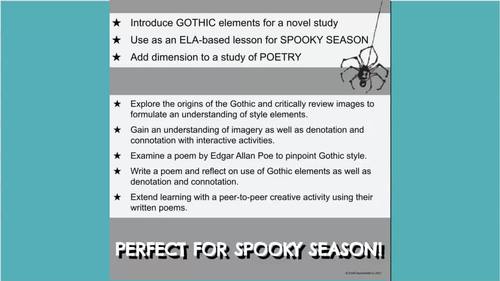 GOTHIC POETRY lesson to analyze and do creative writing in ELA | TPT