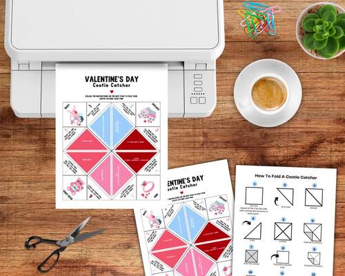 Valentines Day Cootie Catcher | Valentine’s Day Fortune Teller | Printable