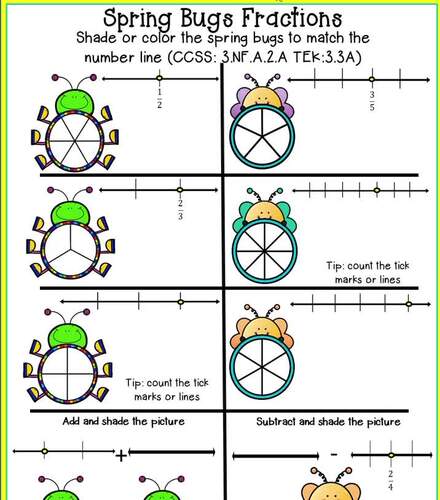 Fraction Strip Diagram, Inequalities Spring Worksheets | 3rd-4th Grade ...