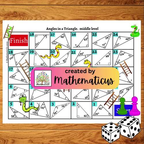 Angles in a triangle Snakes and Ladders Board Dice Game middle level