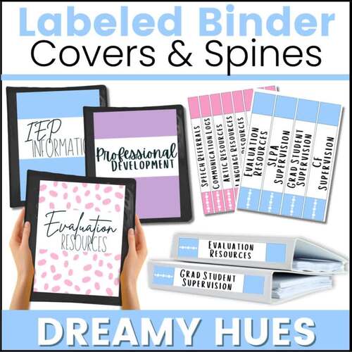 NO PREP - Speech Binder Covers and Spines - Speech Room Decor - Dreamy Hues