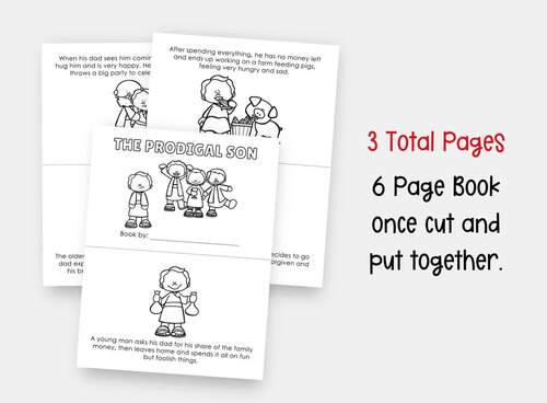 Prodigal Son, Parables of Jesus Bible Mini Book Craft Activity for ...