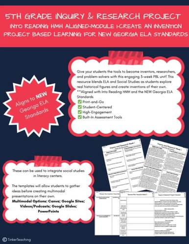 5th Grade Inquiry & Research Project Based Learning NEW Georgia ELA ...