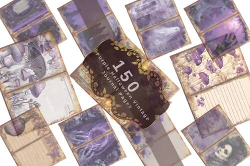 Purple Halloween Vintage Journal Pages | 150 Printable Gothic Pages ...