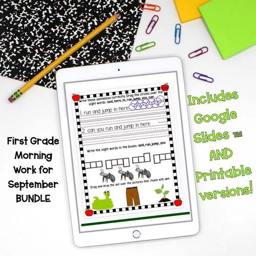 1st Grade Morning Work Google Classroom ™ Digital AND Printable | Back ...