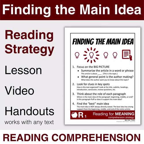Finding the (BEST) Main Idea - Reading Strategy Lesson - Digital EASEL ...