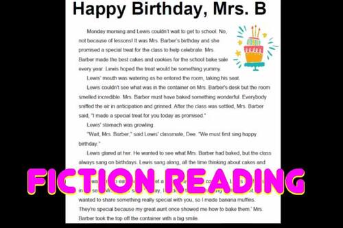 2nd and 3rd Grade Food Fiction Reading Comprehension Passages Word Document