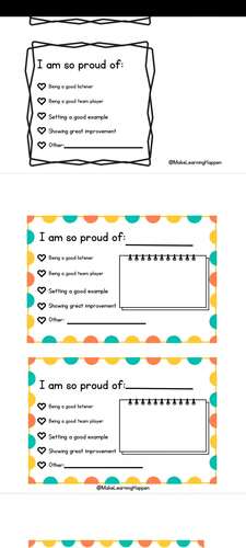 positive notes home to parents from teacher by Make Learning Happen