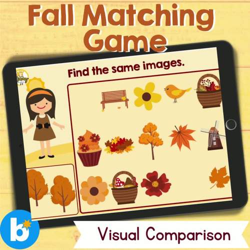 Fall Matching Game Visual Comparison Boom Cards by Teacher Kimmy