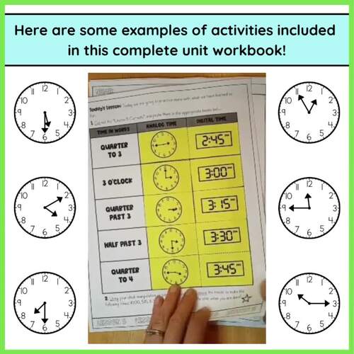CLOCK UNIT WORKBOOK | 12 Lessons & Hands-on Activities to Master ...