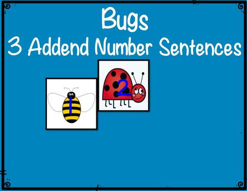 Bugs Build 3 Addend Addition & Subtraction Number Sentences | TPT