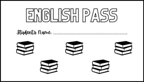 ELA Themed Editable, Printable, Punch Card Hall Pass Pack (business ...