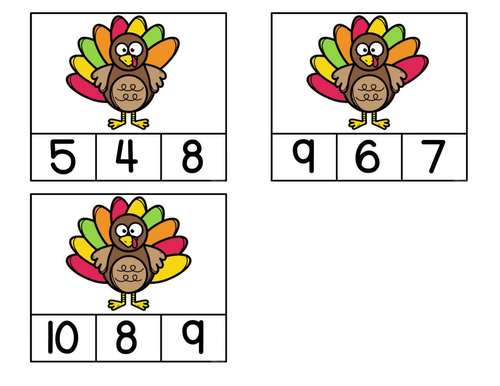 THANKSGIVING CLIP CARDS NUMBERS 0-10 | COUNTING TO 10 | FALL ACTIVITY