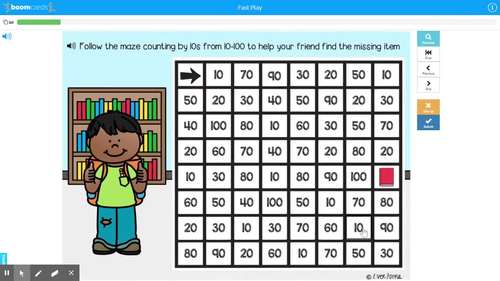 Number Maze Skip Counting by 10s Boom Cards™ (School Theme) by Ever Joyful