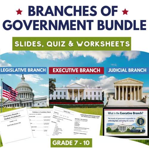 Branches of Government Bundle | Slides & Worksheets | U.S. Government