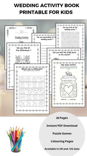 kids wedding activity book, celebrate marriage, workbook, my teacher's ...
