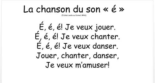 La chanson du son "é"- FRENCH- Song - Audio File - Distance Learning