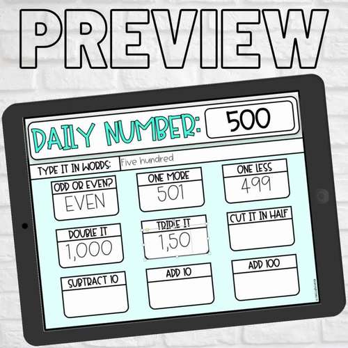 Daily Number Digital Slide | Distance Learning | Google Classroom