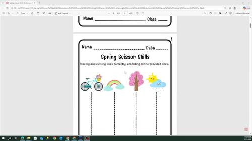 Spring Scissor Skills Worksheets | Cutting & Tracing Practice | Pre-K–K