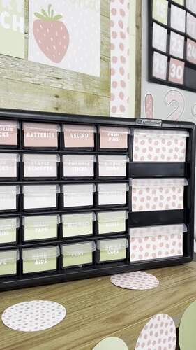 Strawberry Teacher Toolbox Labels | EDITABLE | Strawberry Classroom Decor
