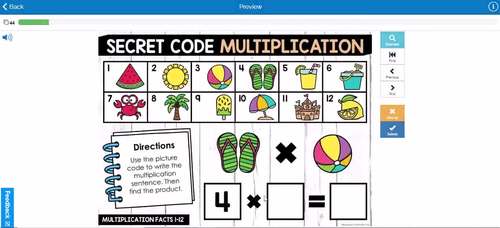 Multiplication Facts Review 1 to 12 Boom Cards Secret Code Back to ...