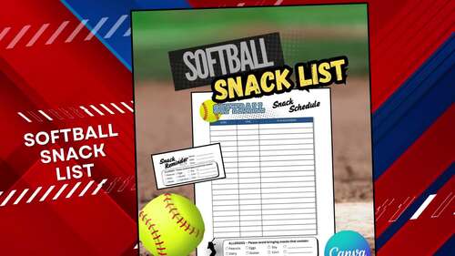 Editable SOFTBALL Snack Schedule | Team Sign-Up Sheet Template | Game ...