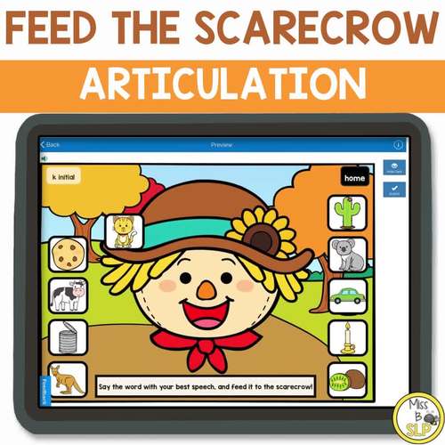 Digital Feed the Scarecrow Articulation - Boom Cards by Miss B SLP