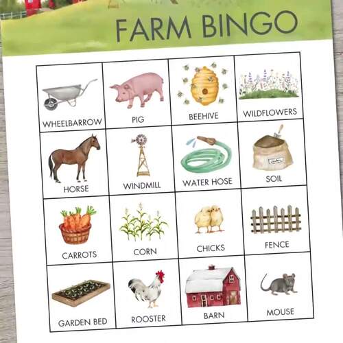 Preschool Farm BINGO | Farm-Themed Printable Activity - 25 Cards