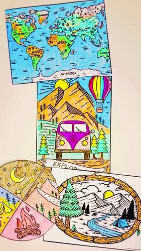 Explore and Landscapes Coloring Book | Travel | Sightseeing Nature pages