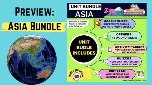 BUNDLE Asia: Slides, map quizzes, openers, note taking guides, activity ...
