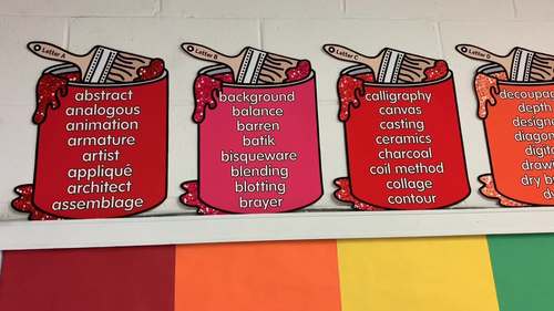 Art Vocabulary Word Wall Paint Buckets: Editable Posters for Elementary ...