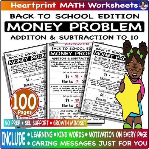 Addition and Subtraction Within 10 – Money Word Problems Practice - BTS ...