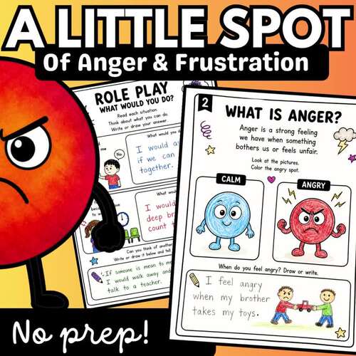 A Little Spot of Anger Frustration Activities SEL Worksheet Emotional ...