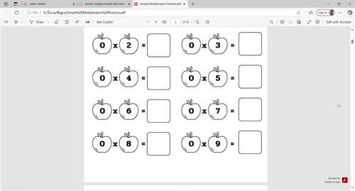 Basic of Simple Multiplication Exercise Practice by chiwden | TPT