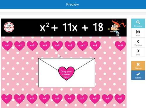 Valentine's Day Factoring Quadratics | Simple Trinomials Algebra 1 Boom ...