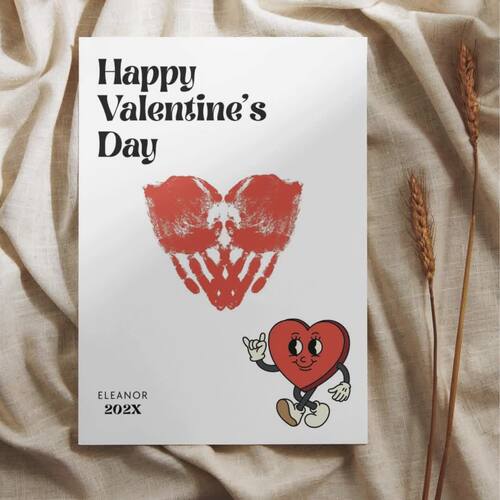 Retro Heart Valentines Day Handprint Craft February Craftivity ...