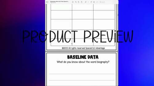 Biography Writing Unit for Special Education and ESL Students | TPT