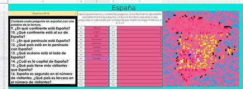 Spain Digital Spanish Reading Activity Mystery Picture Spanish Pixel ...