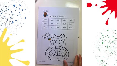 AD WORD FAMILY CVC BLEND WORKSHEET - SPEAKING READING & WRITING 3 ...