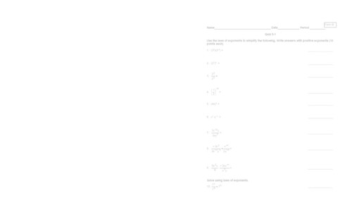 Algebra - Exponents & Exponentials Assessments - 4 Quizzes, 2 Reviews ...