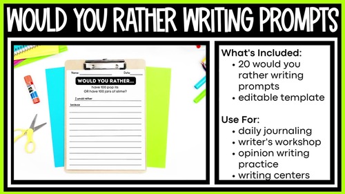 Would You Rather Questions - 100th Day of School Opinion Writing Prompts