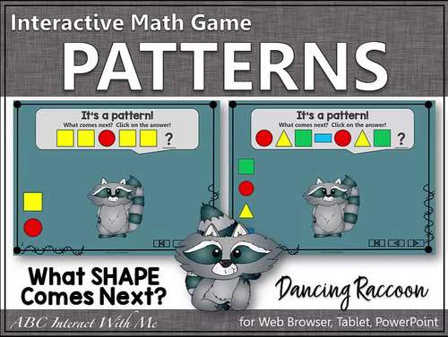 2D Shape Patterning Interactive Math Game {Dancing Raccoon} | TPT