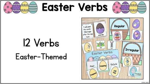 Easter Egg Verbs Grammar Activities with Past Present & Future Verb Tenses