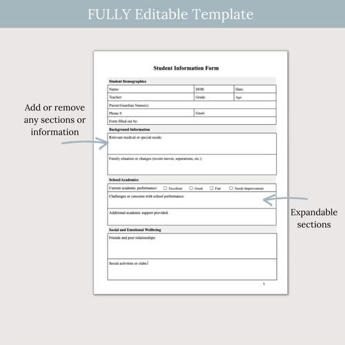 Student Information Form by CC Digital Studios | TPT