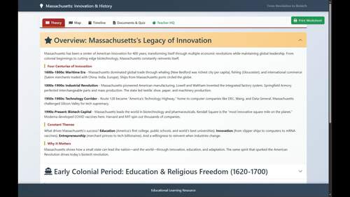 Massachusetts State History Interactive Map, Game & Digital Lesson