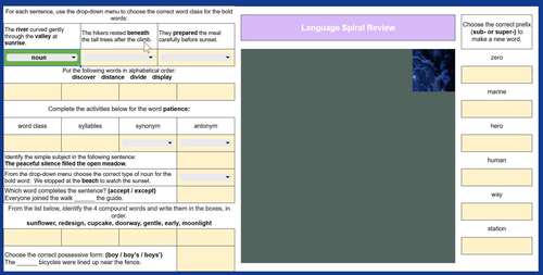 GROWING BUNDLE - Language Arts Spiral Reviews Block Puzzle Activities
