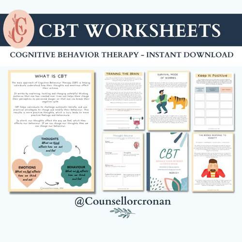 CBT worksheets, cognitive flexibility, anxiety worksheets, teen mental health