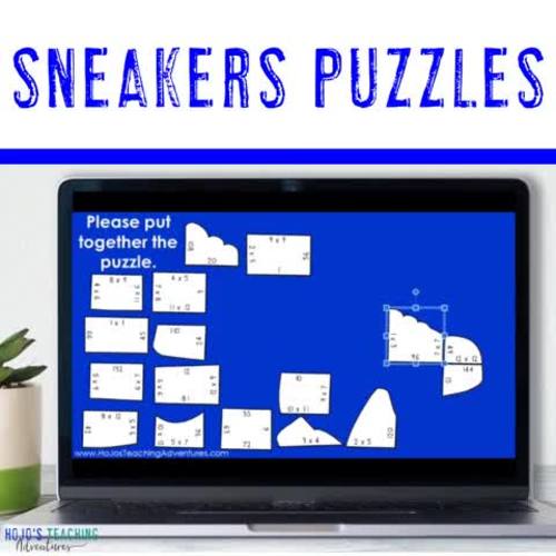 DIVISION Sneaker Math Puzzles | Sports Theme Classroom Decor Supplement
